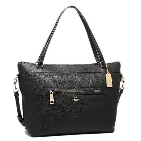 Coach | Bags | Coach Tyler Pebble Leather Zip Tote Black | Poshmark